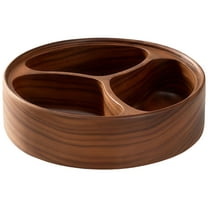 Wooden Snack Box, Walnut Fruit Tray, 3-Section Round Nut Storage Bowl ...