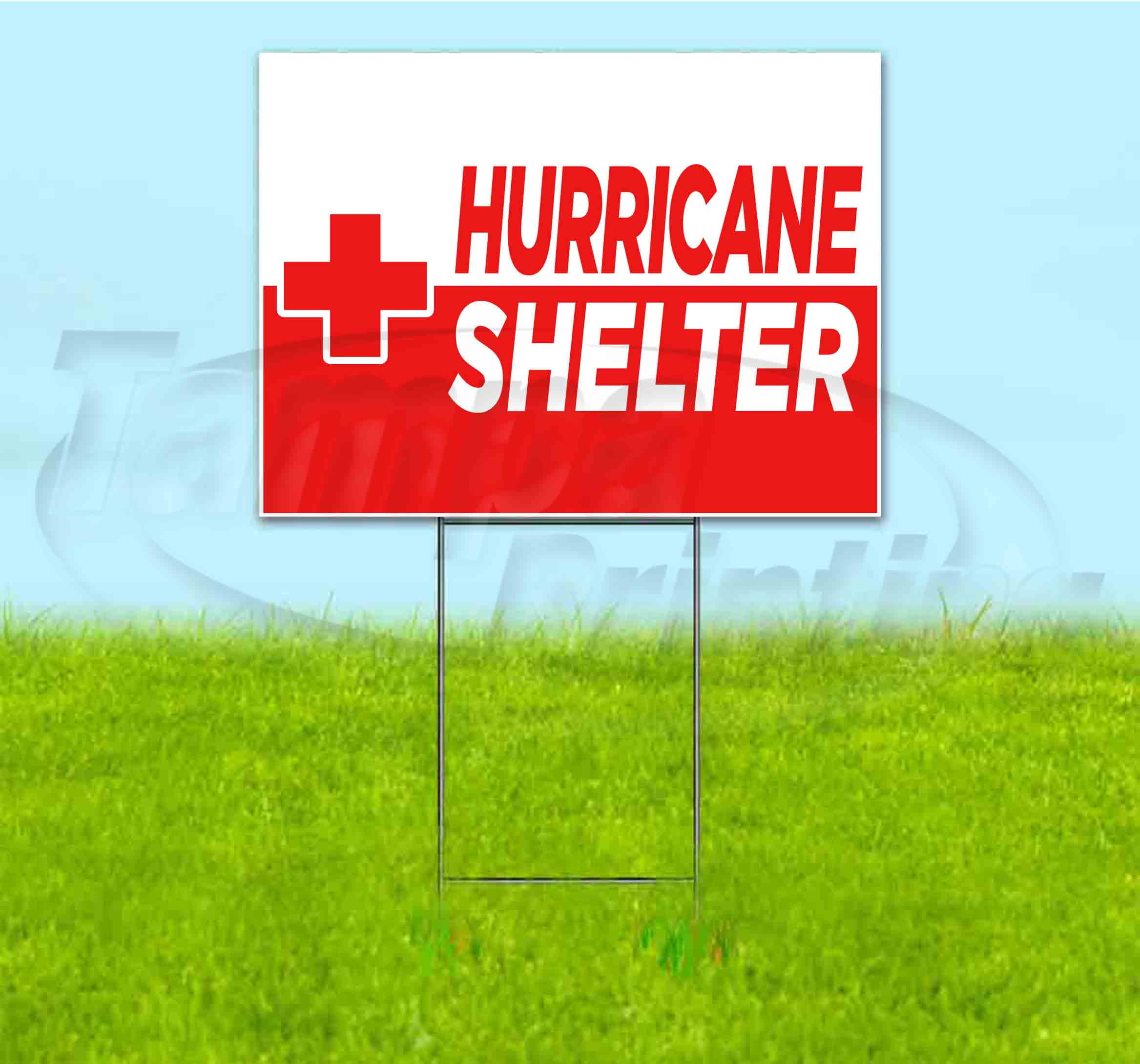 Hurricane Shelter (18" x 24") Yard Sign, Includes Metal Step Stake ...