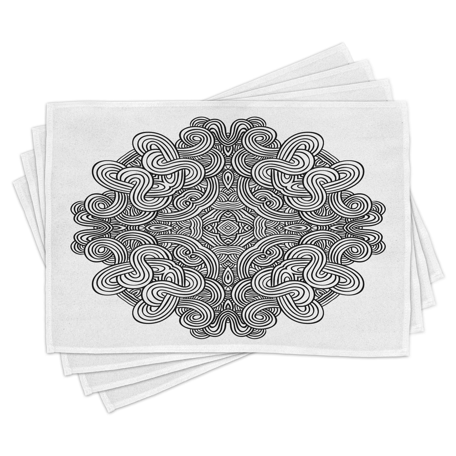 Ambesonne Black White Place Mats Set of 4, Circular Celtic Knot ...