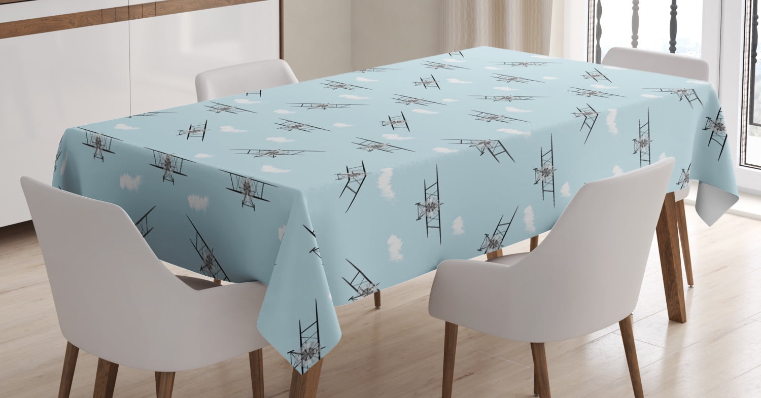 Ambesonne Airplane Tablecloth Rectangular Table Cover, Old Aircraft ...