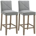 HomCom Traditional Wooden Counter Height Bar Stools Gray (Set of 2 ...