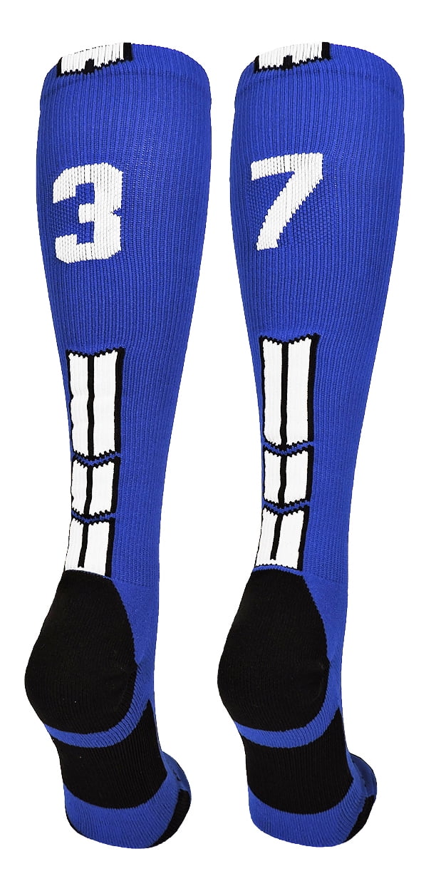 Royal/White Player Id Over the Calf Number Socks (#37, Medium ...