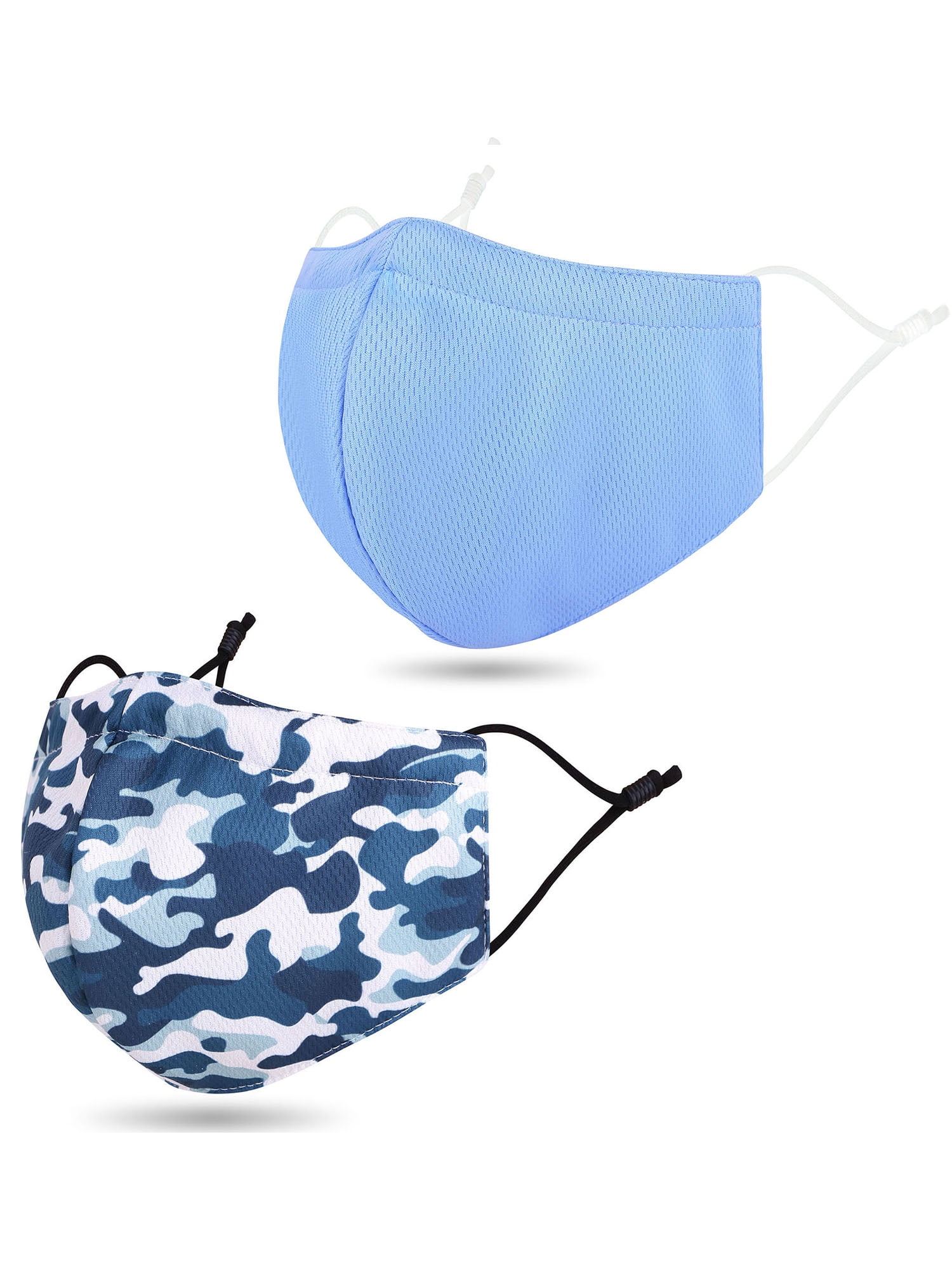 Cloth Face Mask Reuseable Washable Fabric Cover,2 Pack Blue/Camo Blue ...