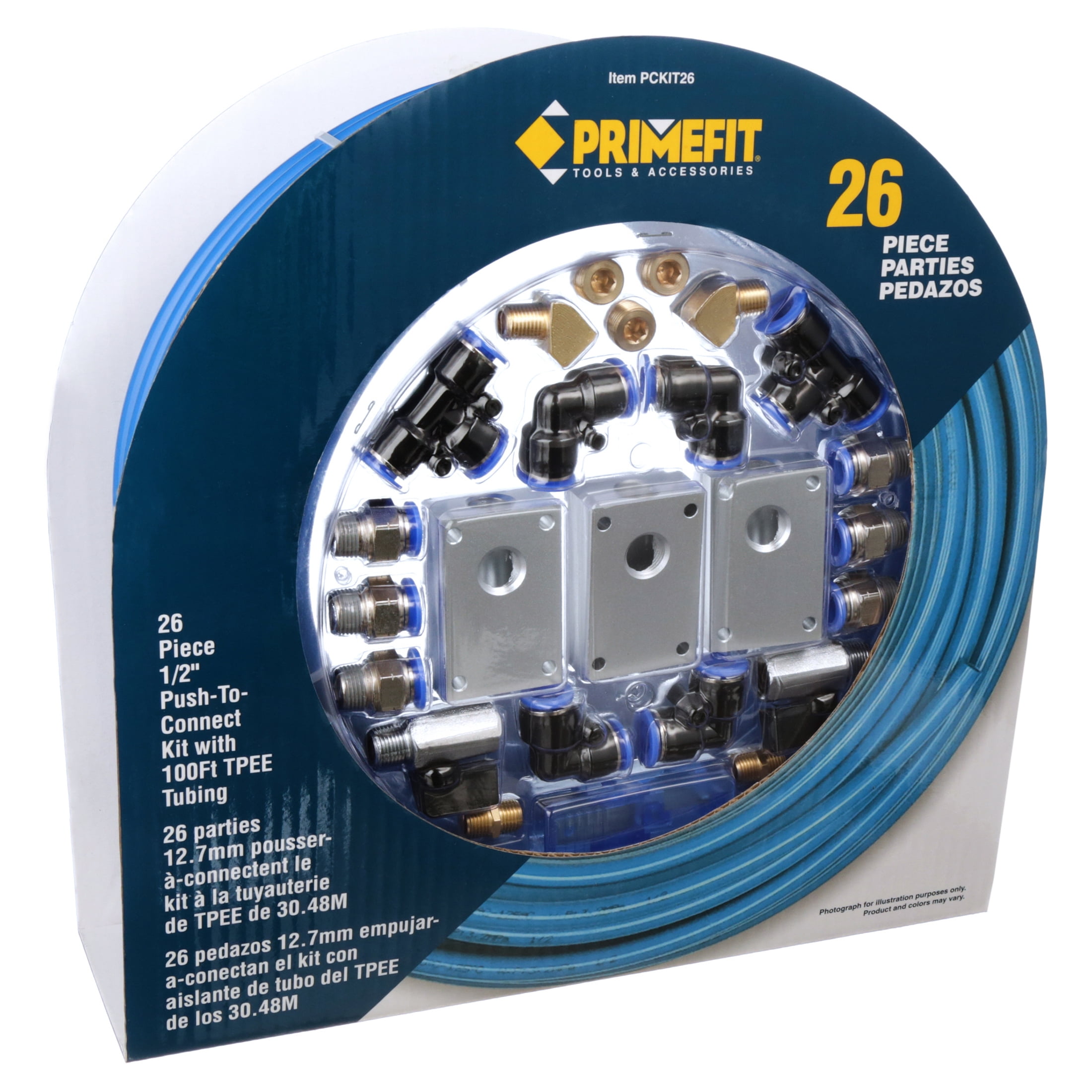 Primefit PCKIT26 Air Piping System, 26-Piece Air Push To Connect Kit ...