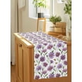 Burlap Table Runner 36 Inches Long, Spring Watercolor Purple Daisy Bees ...