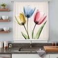 Colorful Tulip Sheer Curtains 45 Inches Long, Rustic Country Flower ...