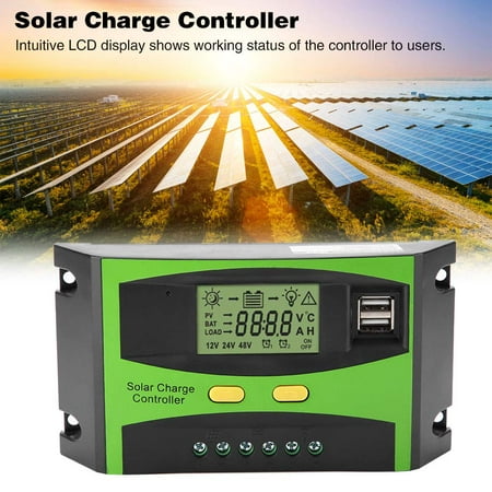 Solar Charge Controller,PWM Smart Dual USB Solar Panel Charge Controller Regulator LCD Display ...