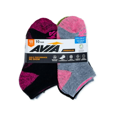 Avia - Avia Girls No Show Socks, 10-Pack - Walmart.com - Walmart.com