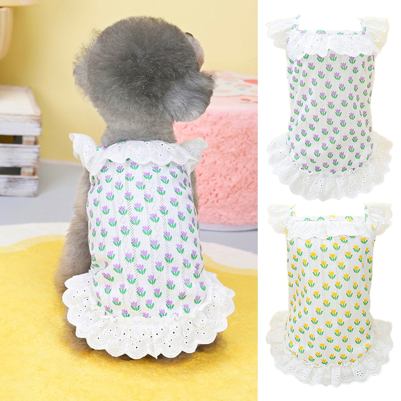 Waroomhouse Dog Princess Dress Lace Hem Adorable Soft Texture Tulip ...