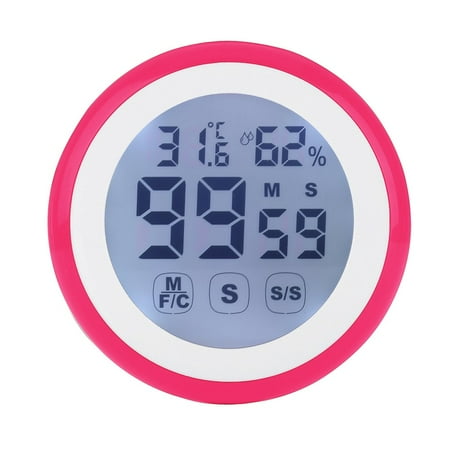 Bean_Digital Round LCD Indoor Backlight Touch Screen Hygrometer Time ...