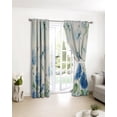 Blue Flora Blackout Curtains for Bedroom/Living Room, Thermal Insulated ...