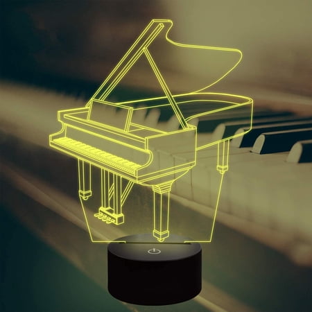 FYBTO 3D Piano Night Light Illusion LED Lamp,7 Color Change Room Home ...