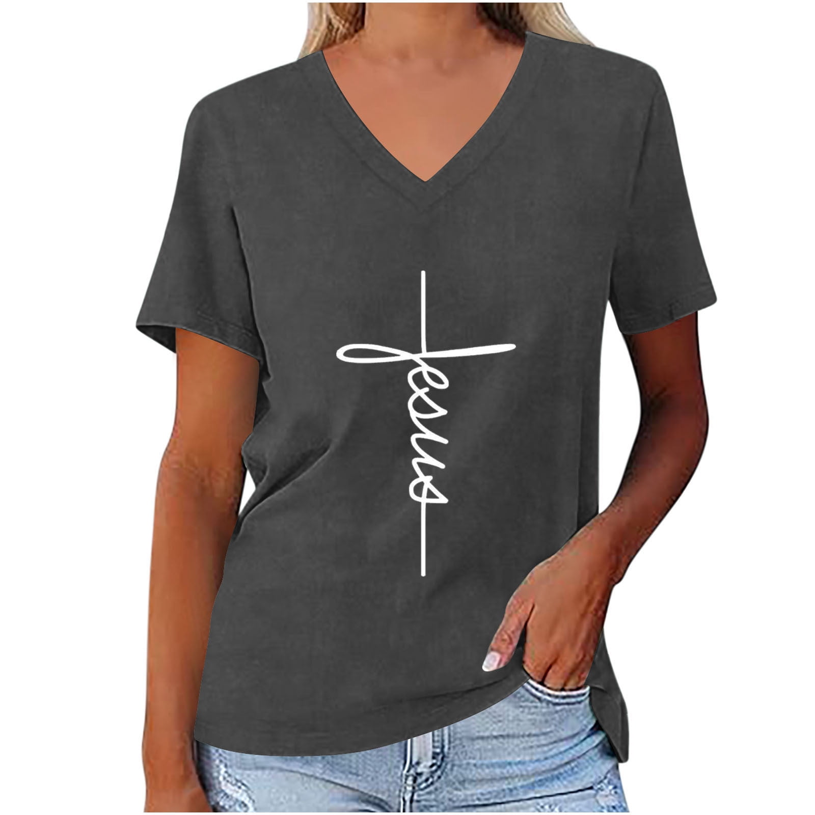 Click here for Sdnall Womens V-Neck Short Sleeved Easter Print Su... prices