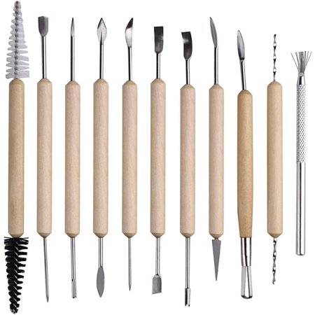 11 Pieces Pottery Tools, Modeling Tools Clay Tool Kit, Carving Tools with 11 Kinds of ...