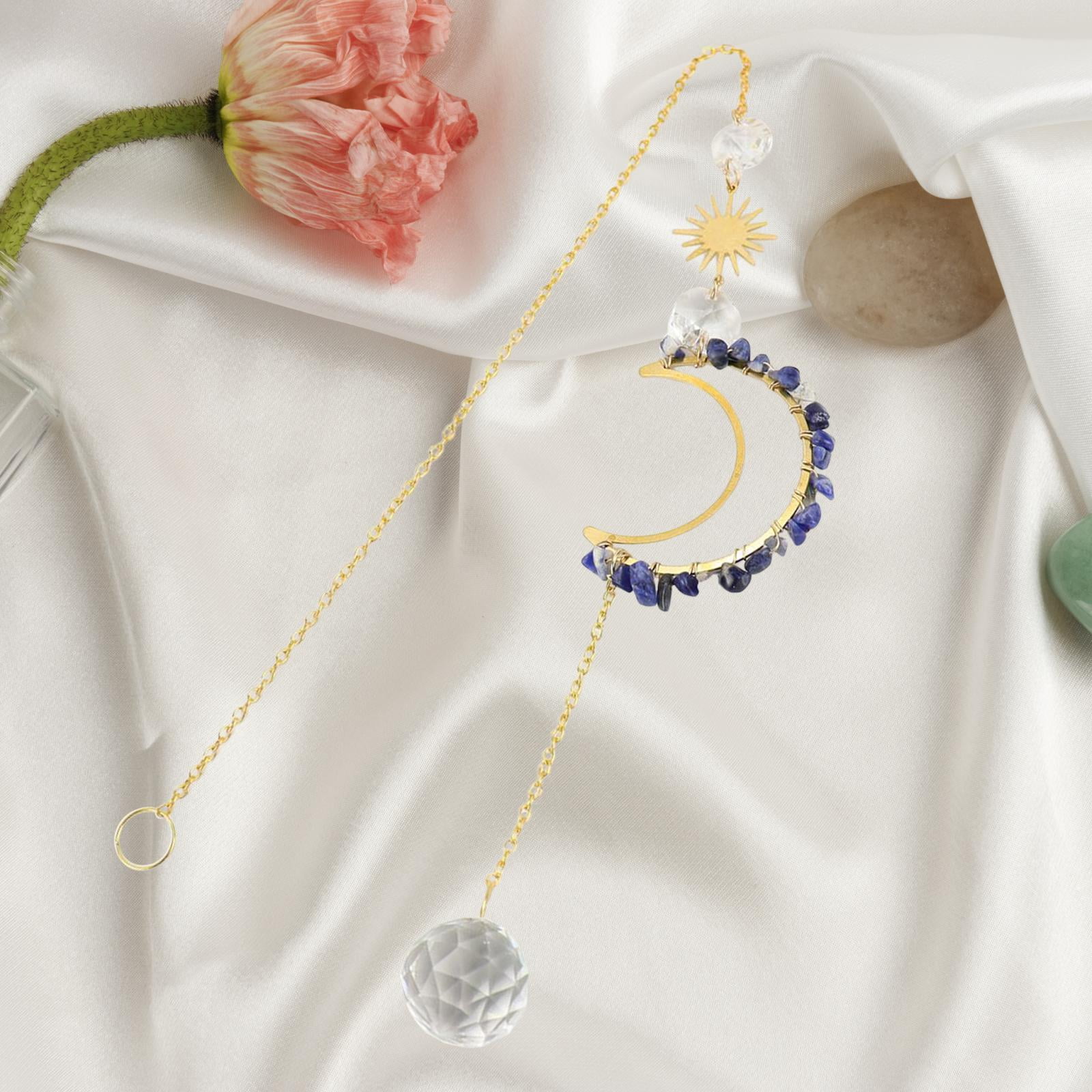 Moon Pendant Rainbow Effect Crystal Wind Chime Pendant Ornament Window ...
