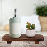 DOMELAY Wood Pedestal Stand Counter Soap Dispenser Stand Rustic Wooden ...