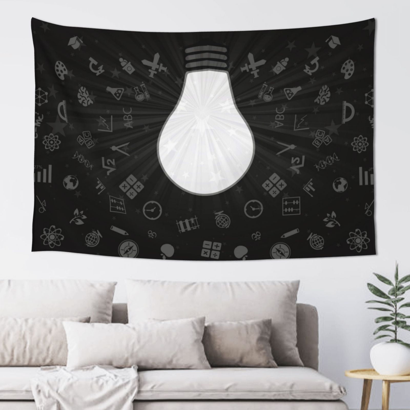 Light Bulb Reminder Tapestry, Subject Background Backdrop Style Wall ...
