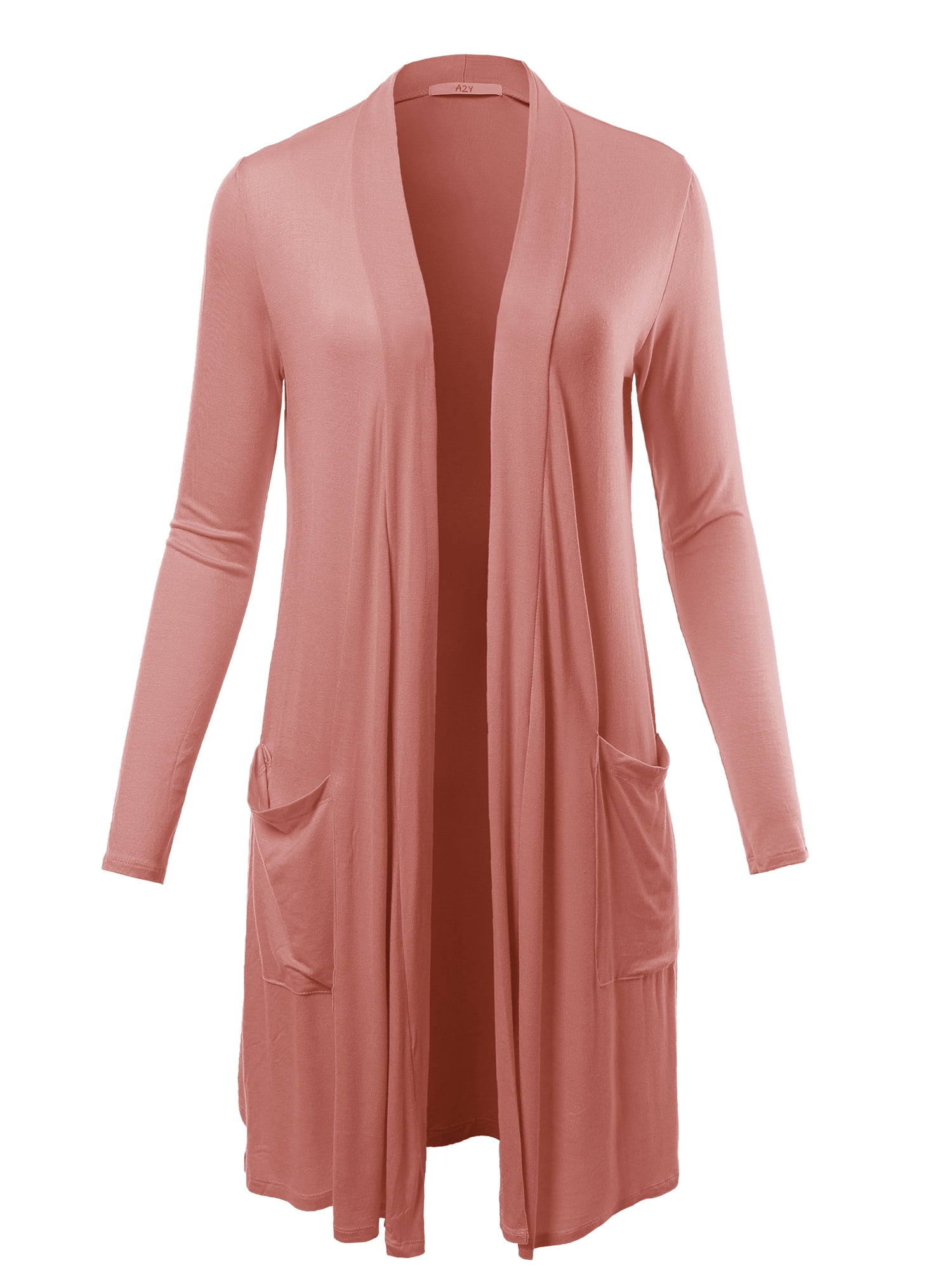 A2Y Women's Lightweight Open Front Pocket Long Length Long Sleeve Rayon ...