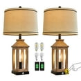 Oneach 23.75" MDF Plastic Brown Table Lamps Farmhouse Lamp Set of 2 for ...