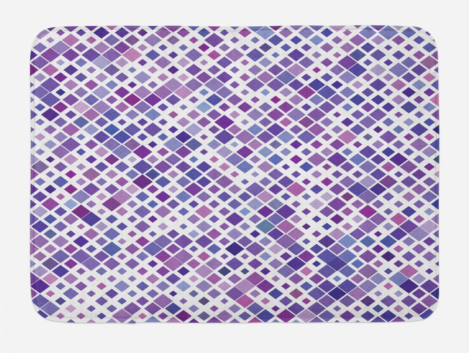 Lavender Bath Mat, Retro Mosaic Creative Pattern Square Rhythm Abstract ...