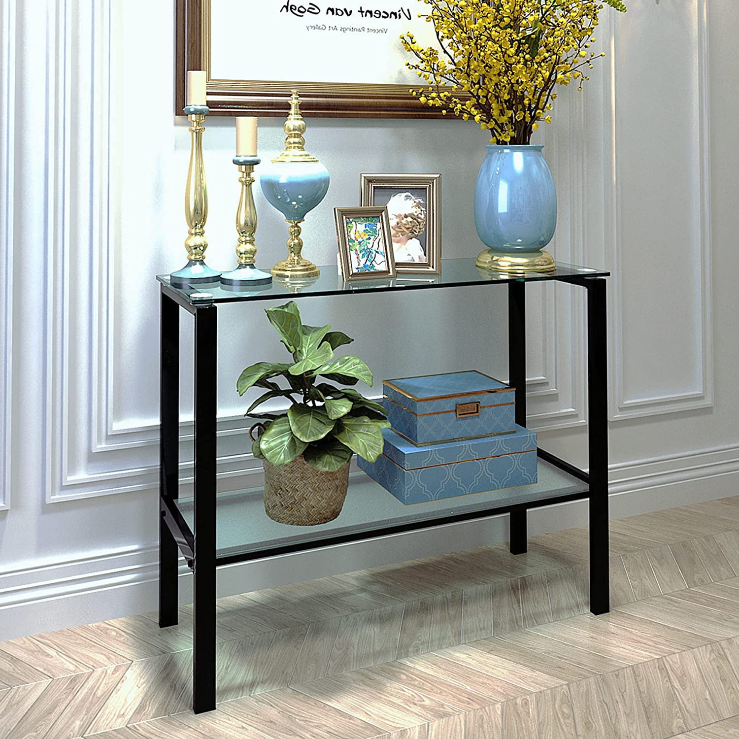 Holaki Glass Console Tables for Entryway, Sofa Table with Rectangula ...