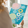 Abstract Circles & Rings Art on Metal, 8x12 Inch Turquoise Blue Pastel ...