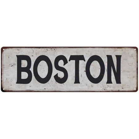 BOSTON Vintage Look Rustic Metal 6x18 Sign City State 106180041044 ...