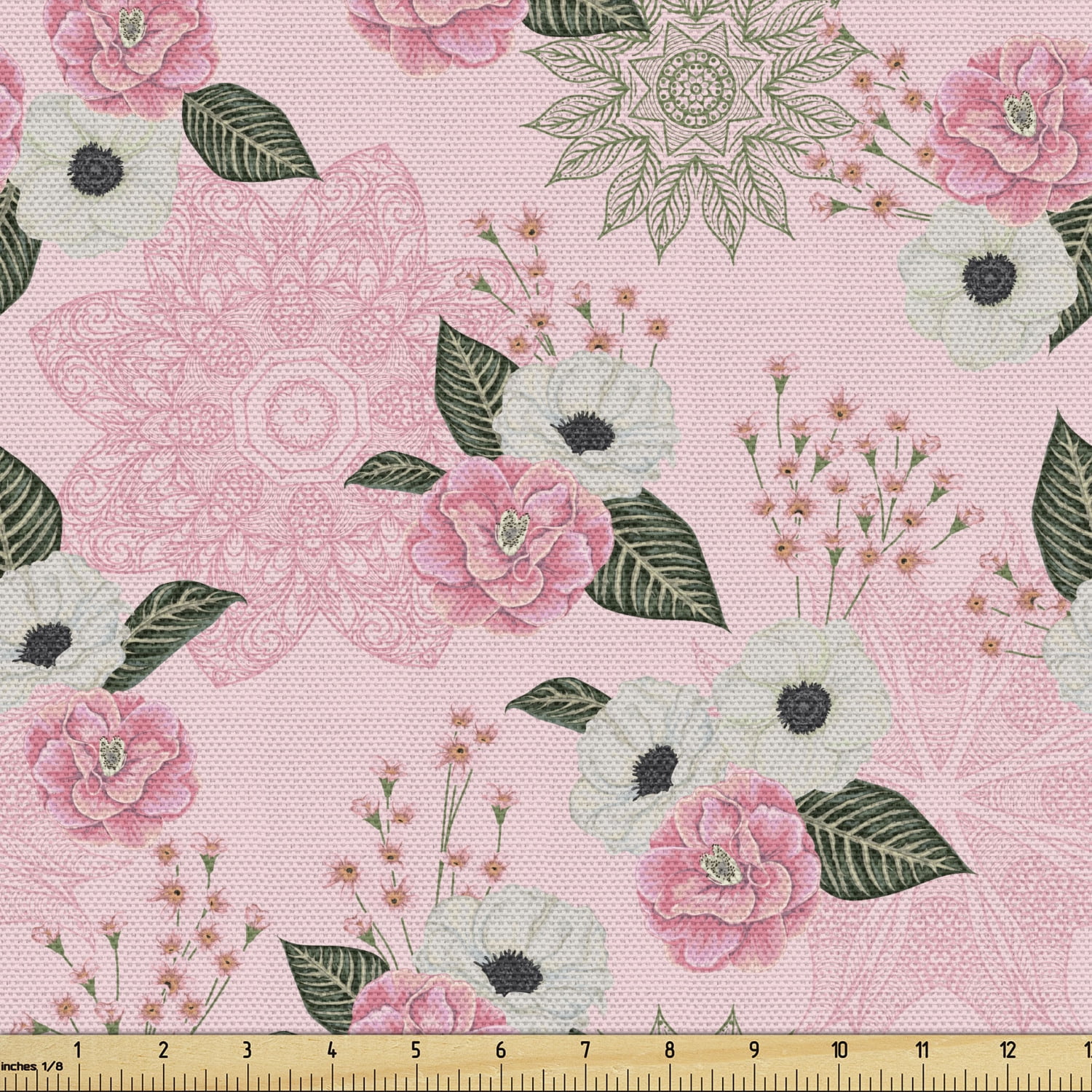 Floral Fabric by the Yard Upholstery, Romantic Spring Pastel Pattern of ...