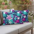 Abstract White Star Outdoor Pillow Covers Set of 2 Pink Green Ink ...