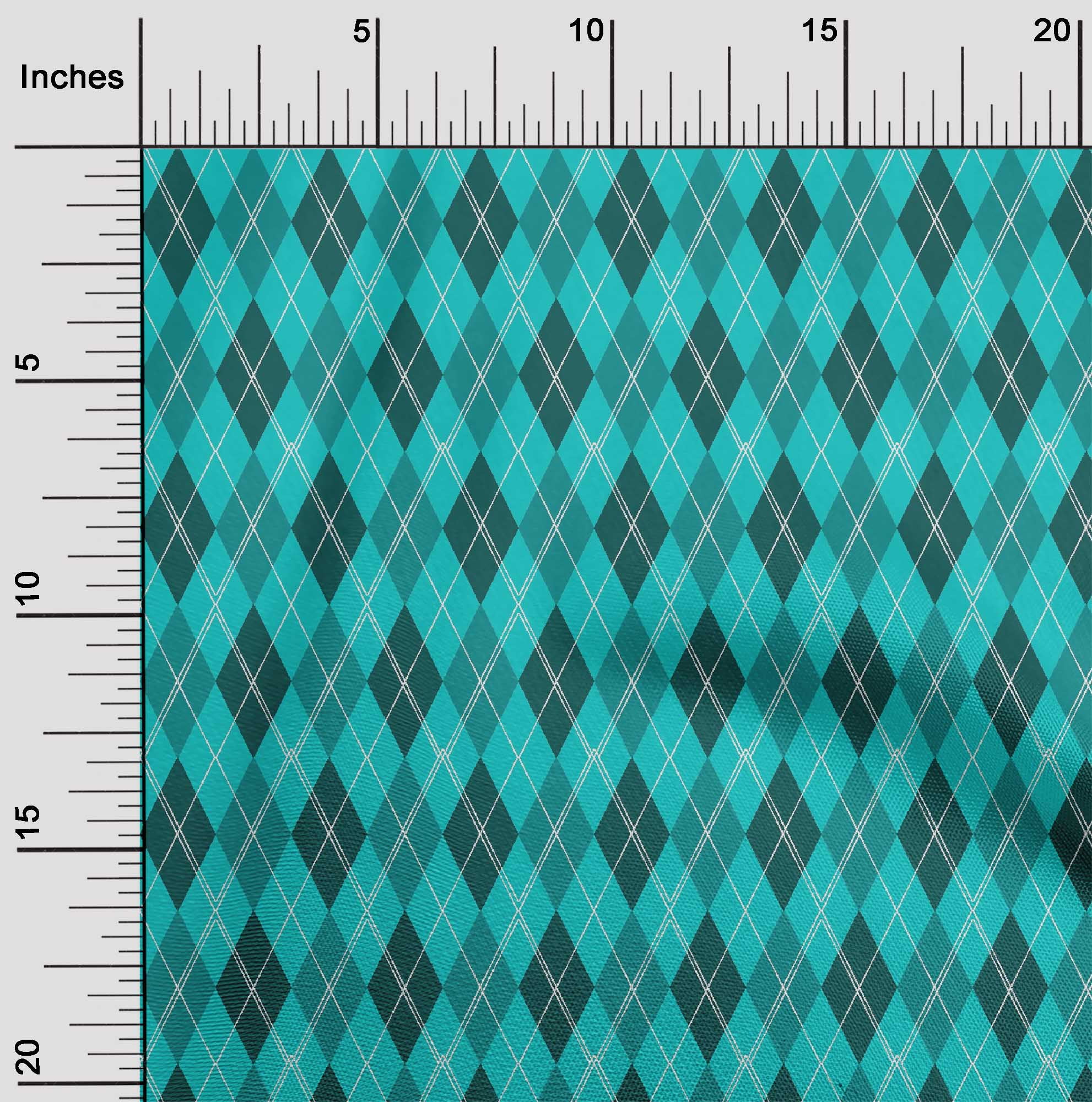 oneOone Silk Tabby Turquoise Blue Fabric Argyle Check Diy Clothing ...