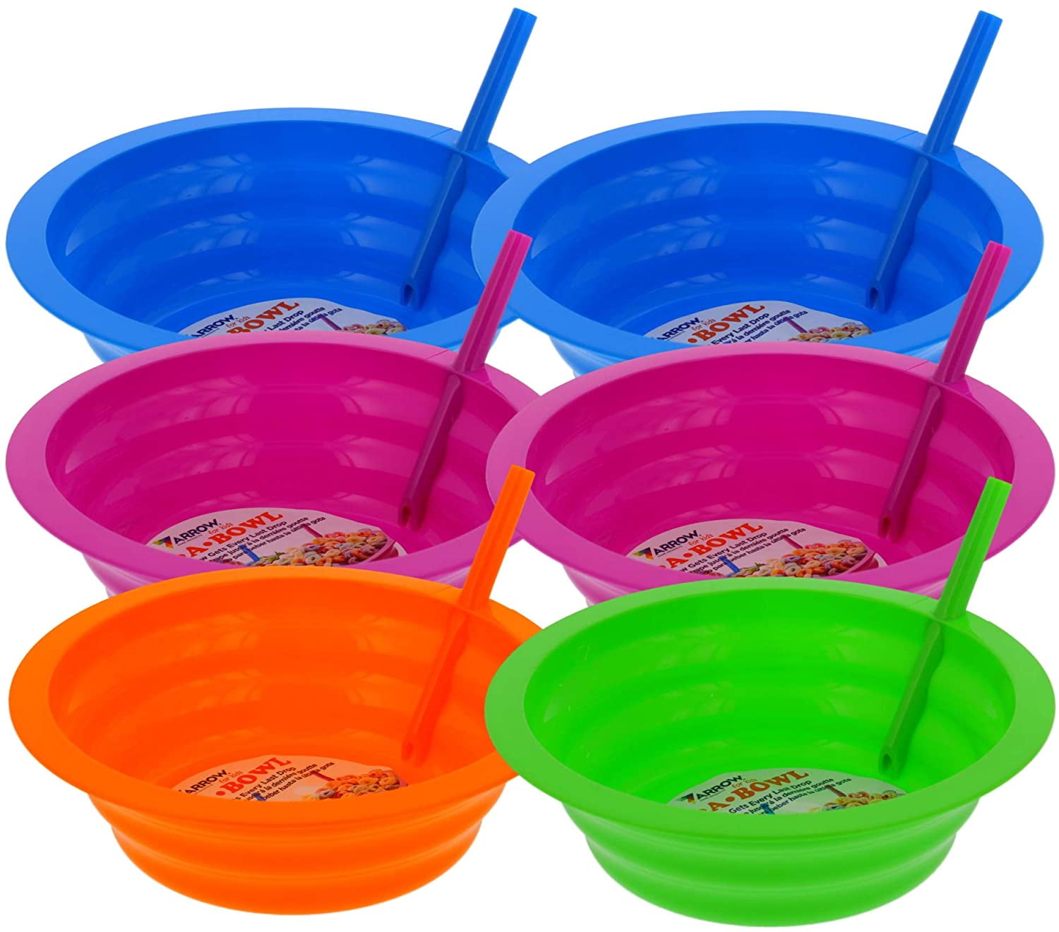 Buy Arrow Home Products Sip-A-Bowl Set, 22oz, 6pk - BPA Free Straw ...