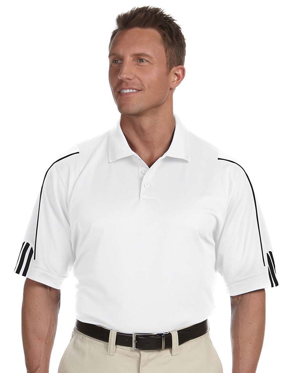 Adidas A76 Mens Three Stripes Cuff Polo -White/Black -2X-Large ...