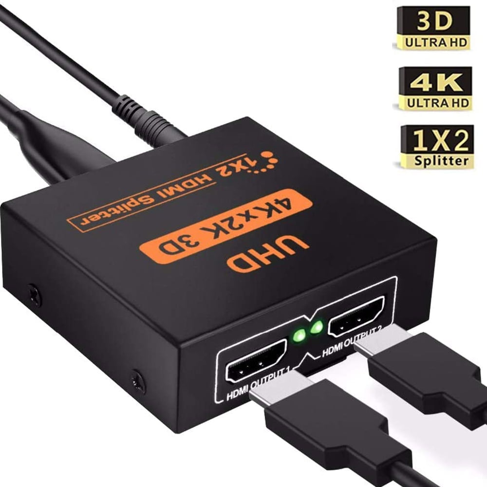 HDMI Splitter 1 in 2Out, HDMI Powered Splitter Repeater HDMI Amplifier ...