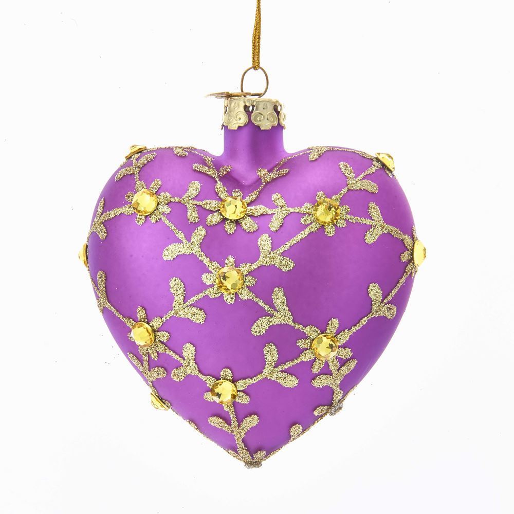 Noble Gems PURPLE HEART Glass Christmas Ornament with Swarovski ...