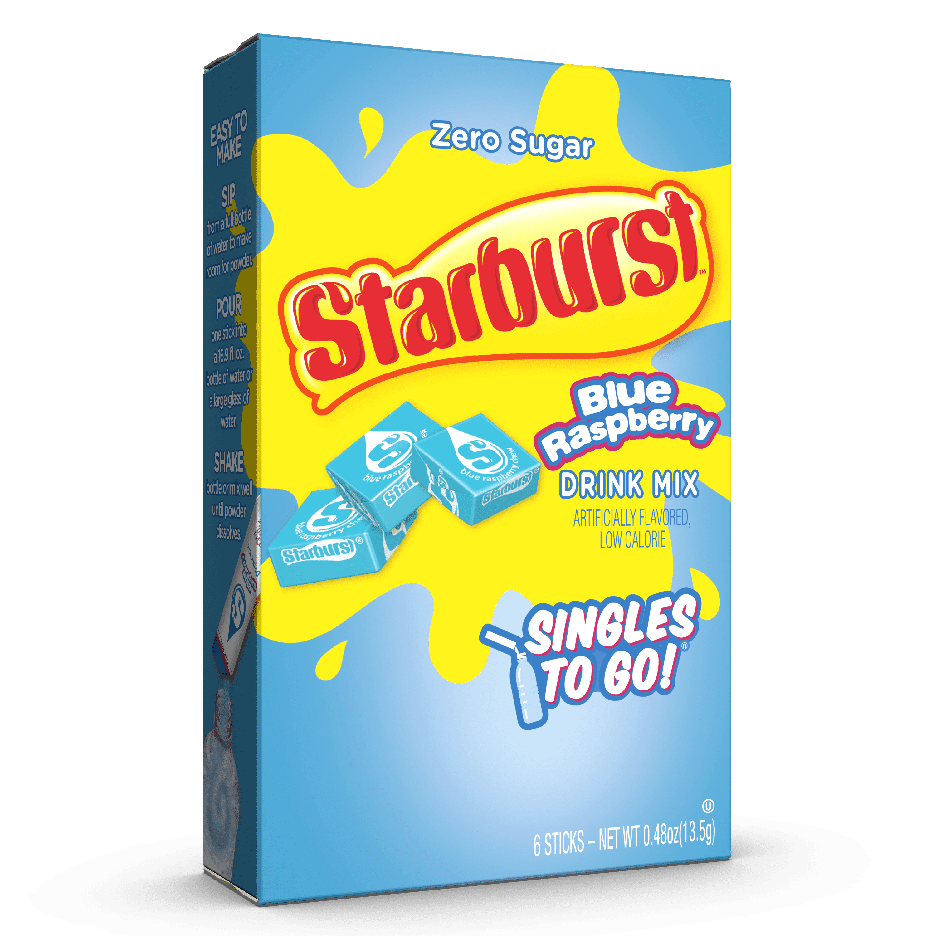 Starburst Zero Sugar Singles-To-Go Powdered Drink Mix, Blue Raspberry ...