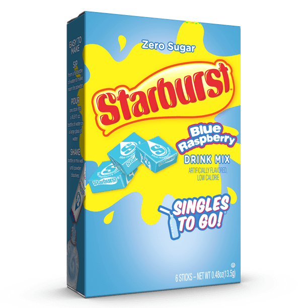 Starburst Zero Sugar Singles-To-Go Powdered Drink Mix, Blue Raspberry ...