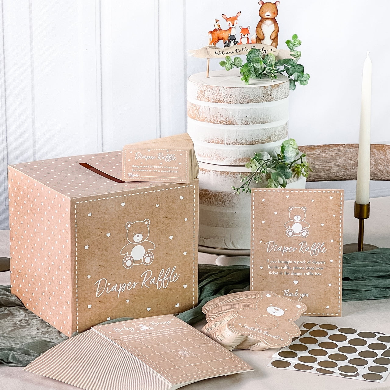 Kate Aspen Kraft Bear Diaper Raffle, Baby Shower Bingo & DIY Baby ...