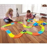 Magic Tracks Mega Set: Flex Glow in the Dark Racetrack with 2 LED Race ...
