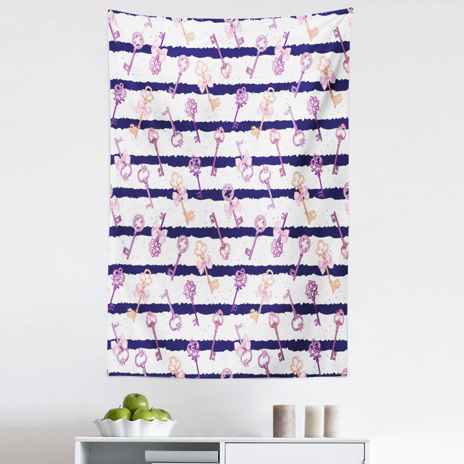 Retro Tapestry, Old Medieval Vintage Keys with Ribbons and Diamonds ...