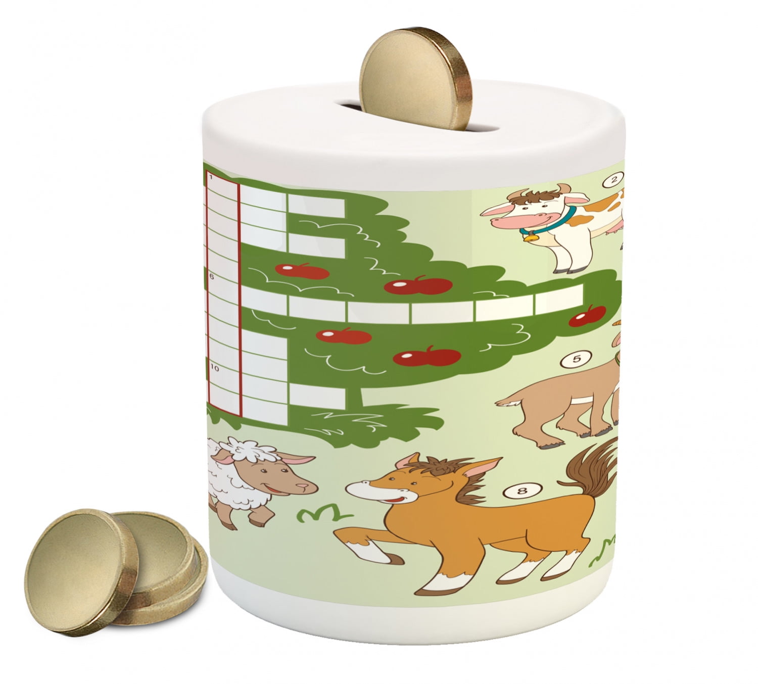 Word Search Puzzle Piggy Bank, Cartoon Style Farm Animals Happy Country ...