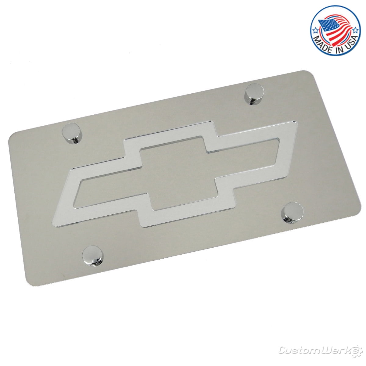 Chevy Bowtie Logo License Plate (Silver on Chrome) - Walmart.com ...