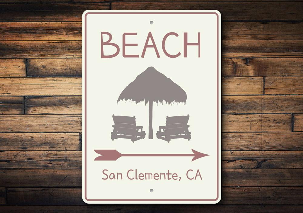 Beach Directional Arrow Novelty Sign, Metal Wall Decor - 10x14 inches ...