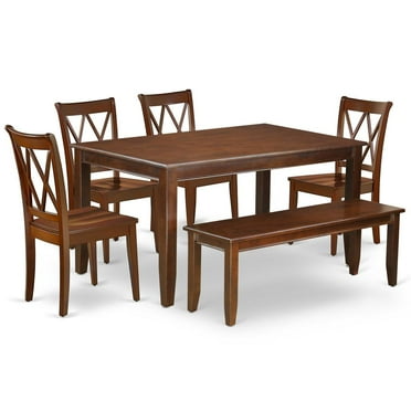 East West Furniture 7 Piece Kitchen Table Set- a Rectangle Dining Room ...