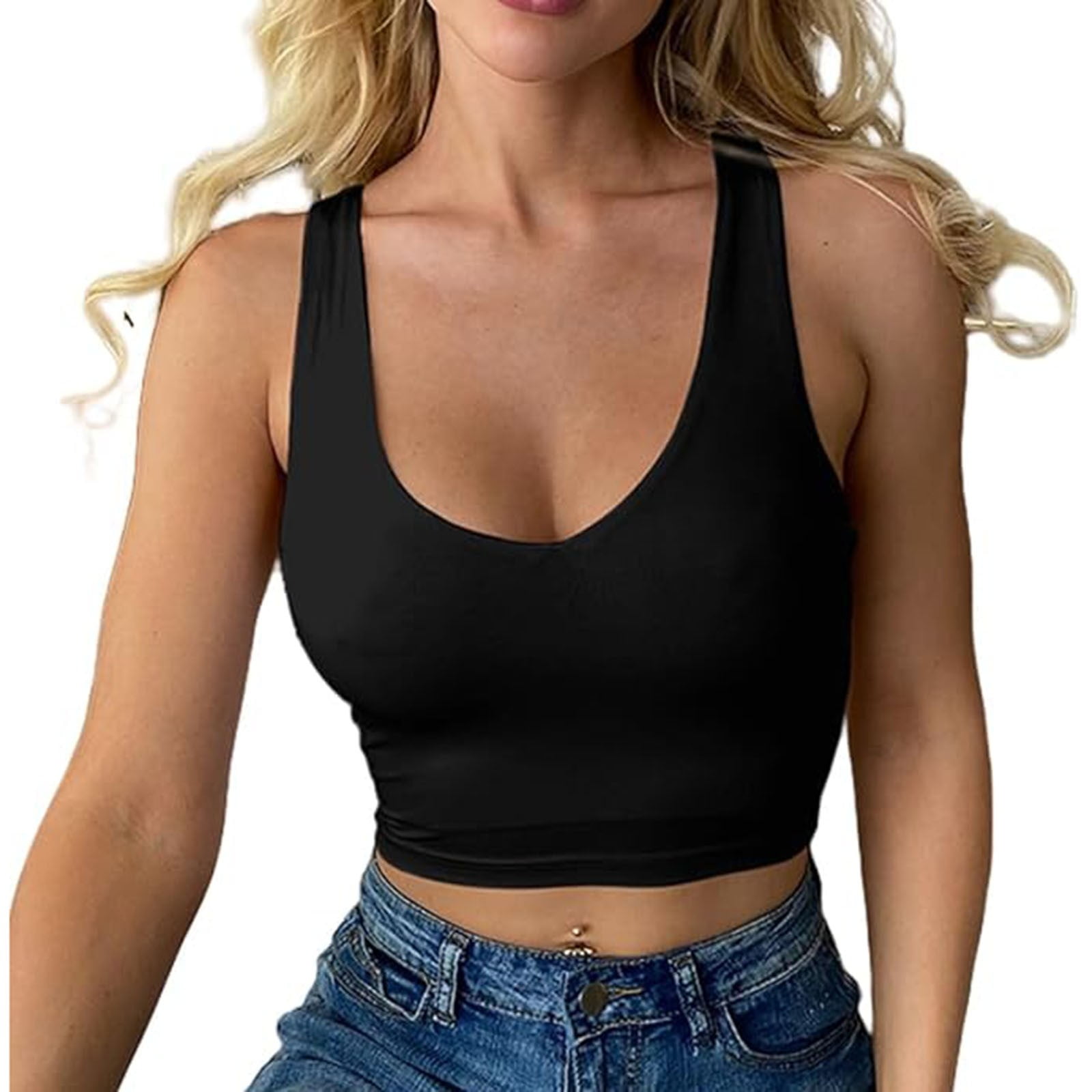 Click here for Fgnfyis Crop Top Womens Sexy V Neck Tank Top Sleev... prices