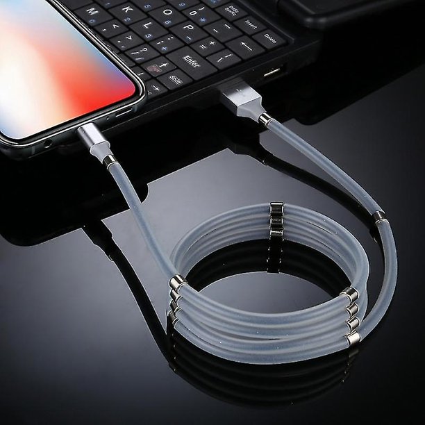 Usb To 8 Pin Luminous Magnetic Attraction Data Cable, Length: 1m(grey ...