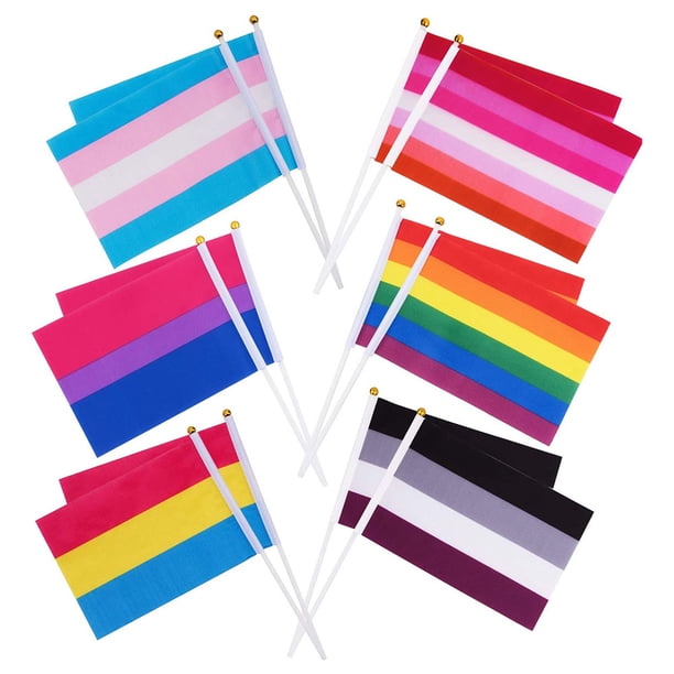 36 banderas de palo de arco iris pequeñas mini banderas para orgullo ...