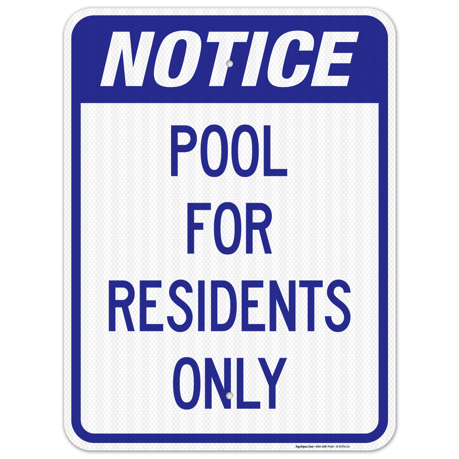 Notice Pool For Residents Only Sign, Pool Sign, 24x30 Reflective ...