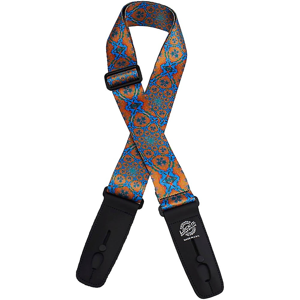 Lock-It Straps Polymer Plush 2" Locking Guitar Strap Psychedelic Design ...