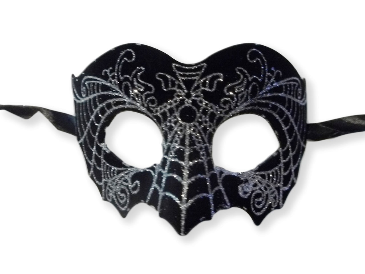 Black Silver Suede Leather Laser Cut Venetian Masquerade Prom Mask Goth ...