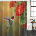 Bird Floral Shower Curtain, 48"x72", Red Flower Hummingbird Spring ...